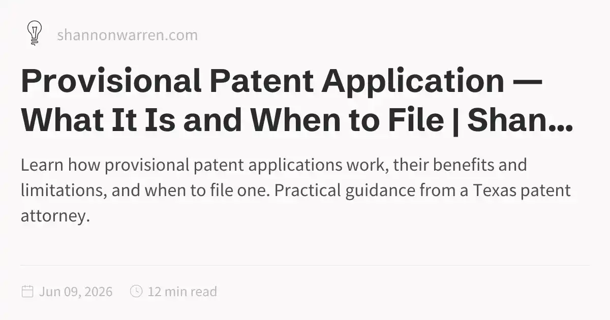 Provisional Patent Application — What It Is and When to File | Shannon ...